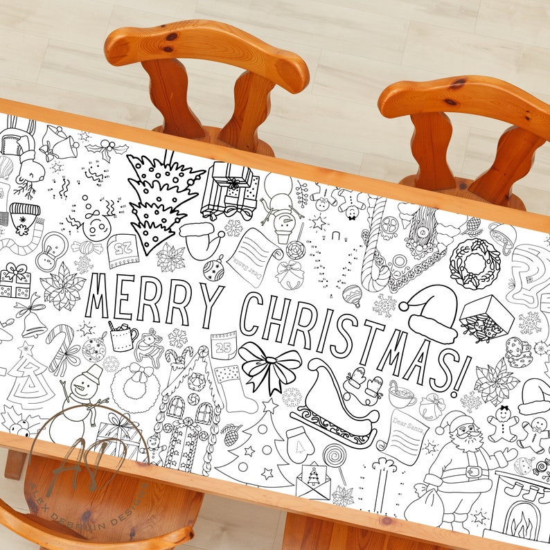 LARGE Christmas Activity Coloring Table Cloth Giant Coloring - Etsy