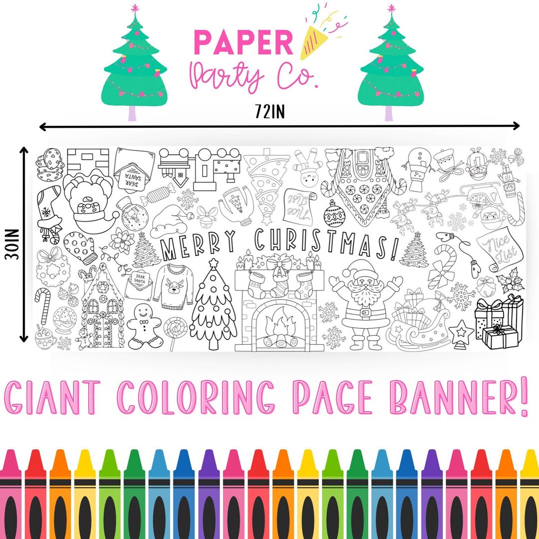 LARGE Christmas Coloring Banner Christmas Coloring Table Top Poster ...