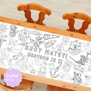LARGE Coloring Banner | Pirate Coloring Poster | Pirate Theme Birthday ...