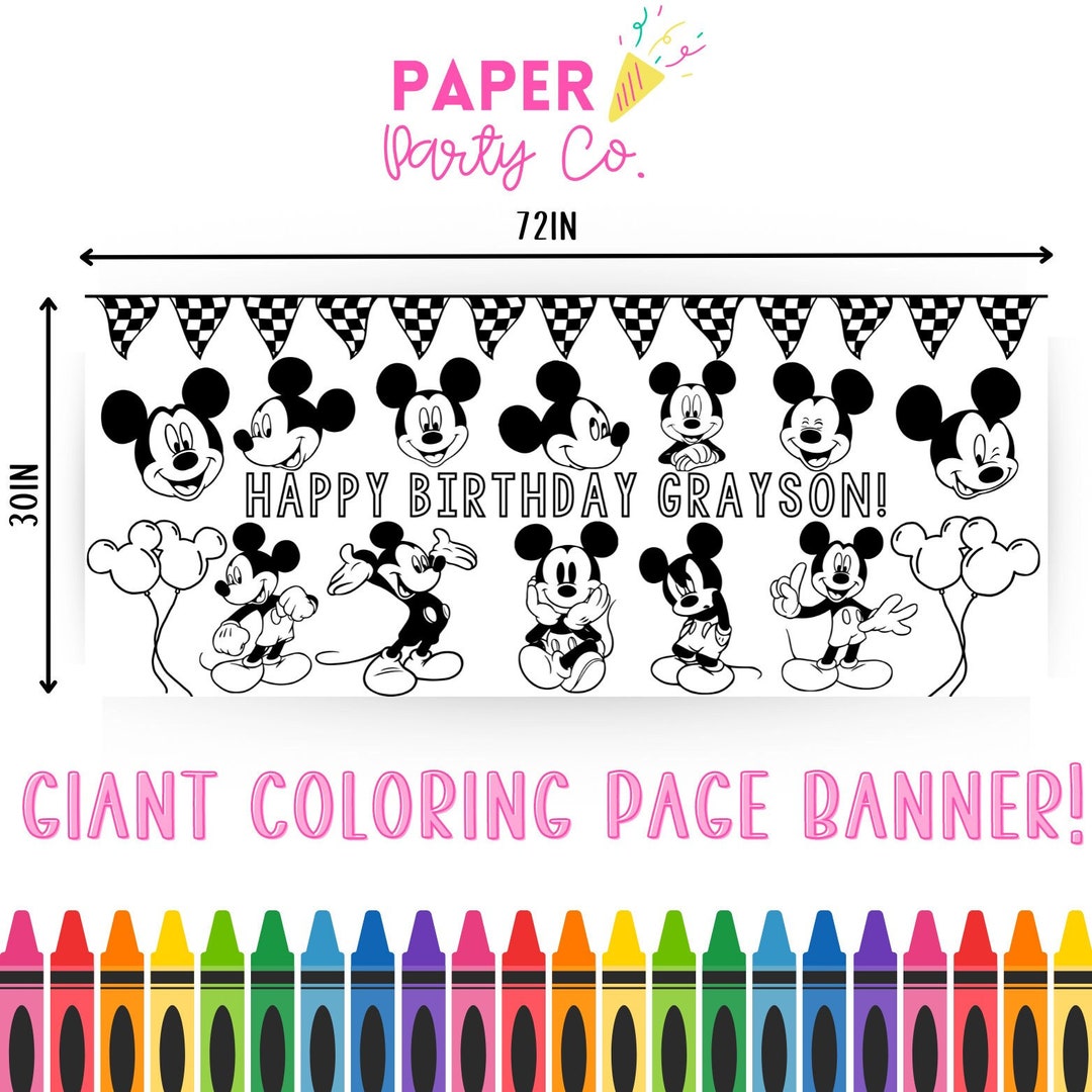 GIANT Coloring Poster Banner Mouse Theme Birthday Birthday Coloring ...