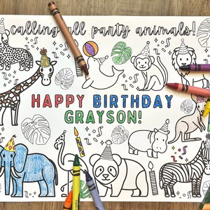 Party Animals Coloring Page INSTANT DOWNLOAD | Party Animals Birthday ...