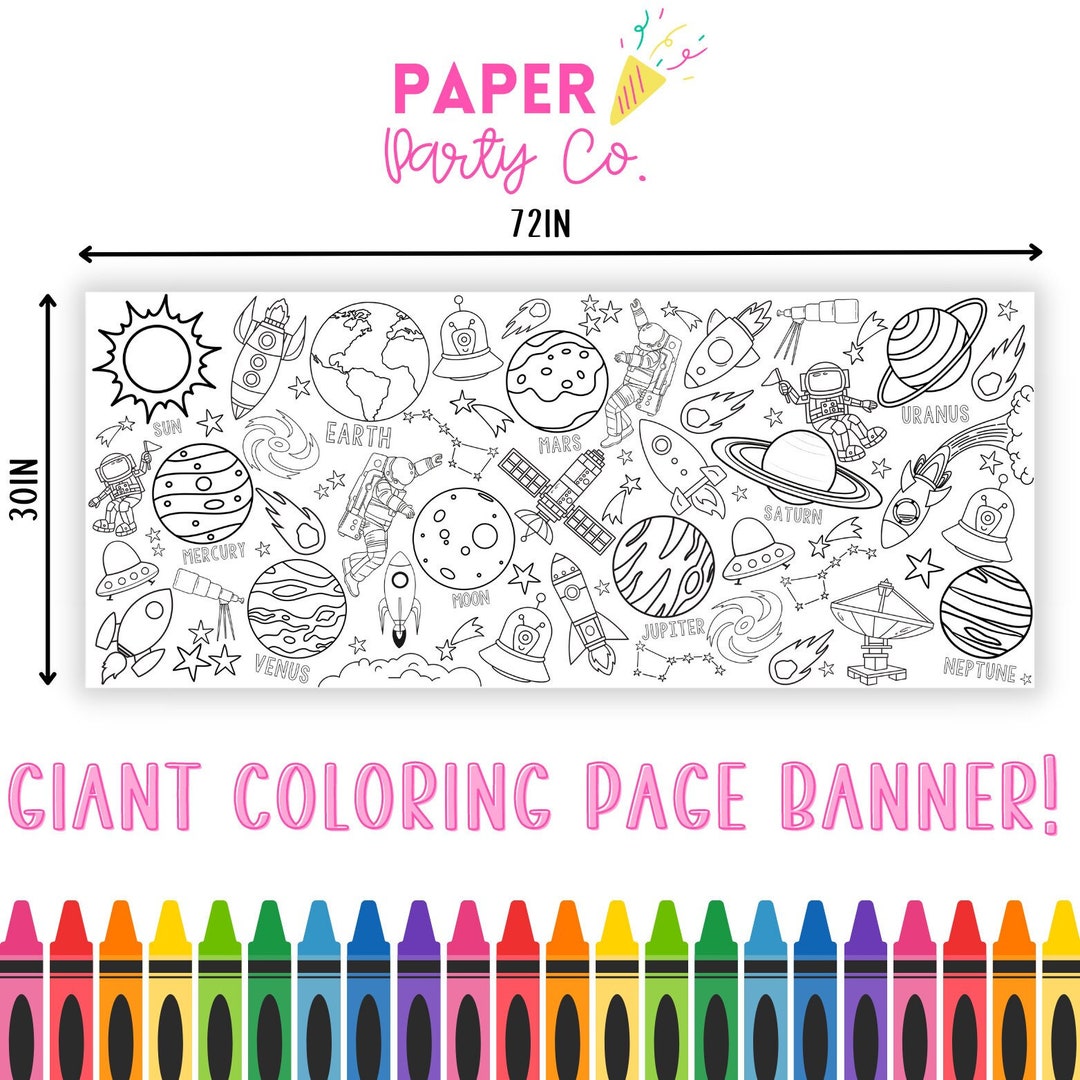 GIANT Space Theme Coloring Banner Poster | Coloring Poster | Space ...