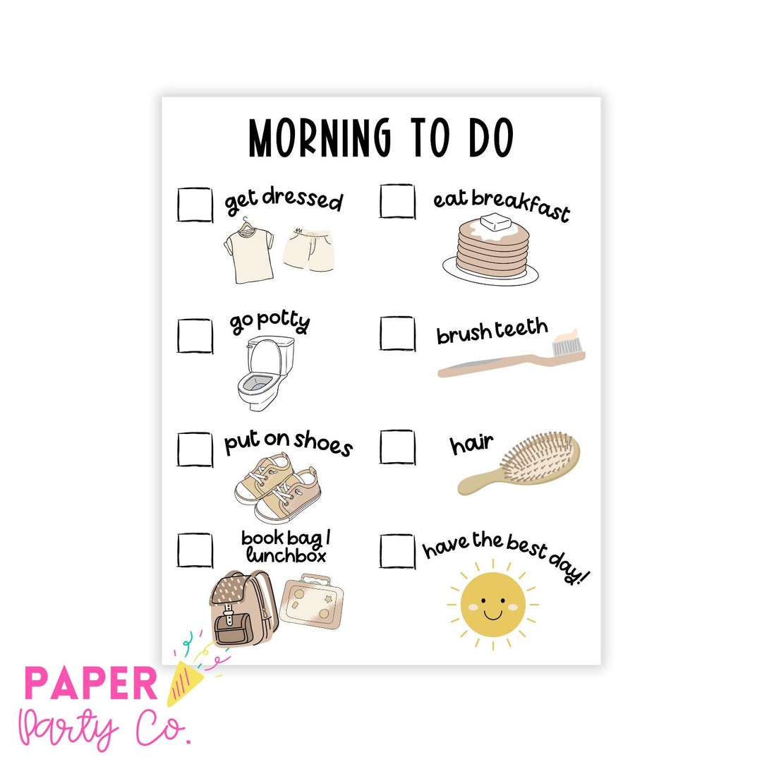 Kids Morning Routine Chore Chart Instant PRINTABLE - Etsy