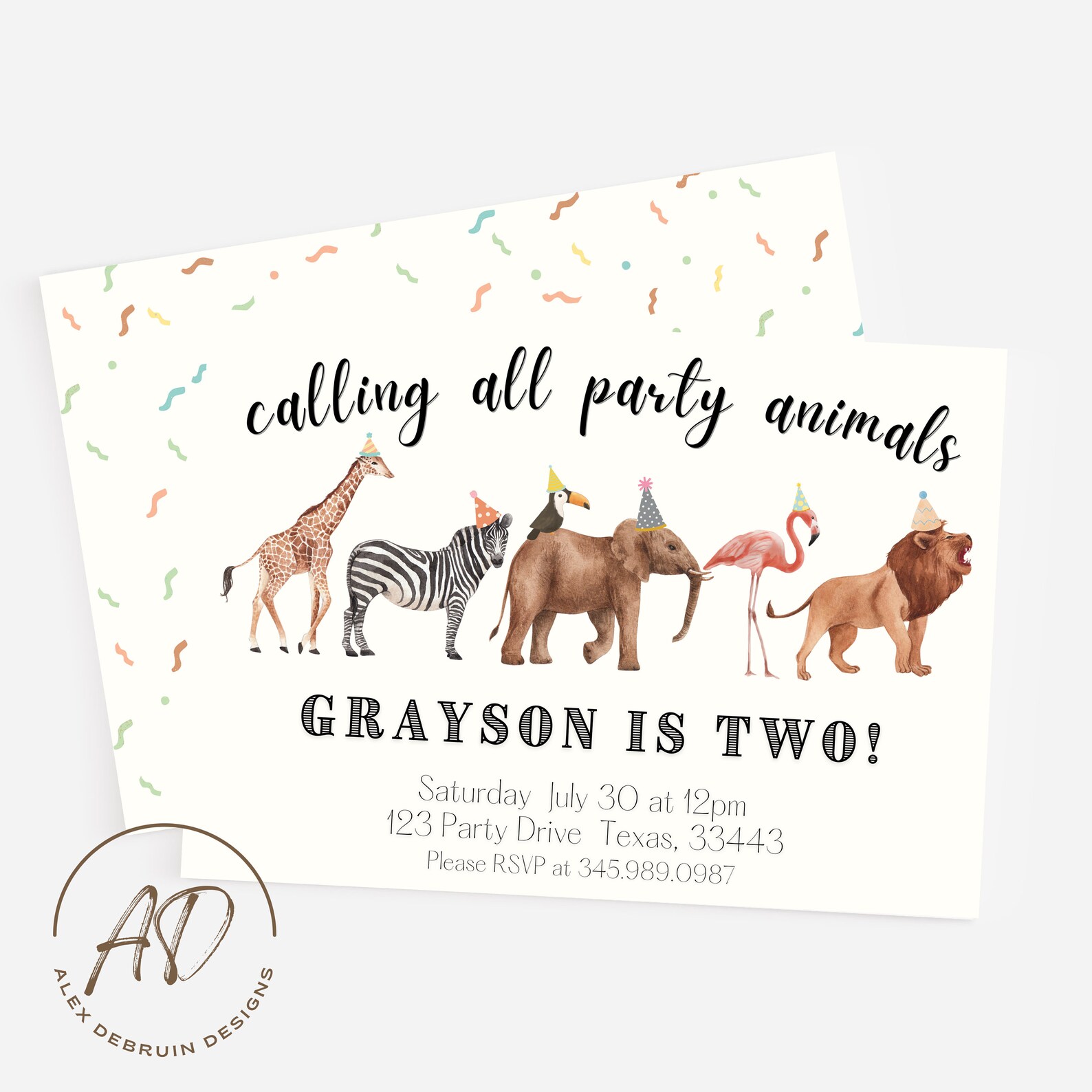 Party Animals Birthday Party Invitations Instant Download - Etsy