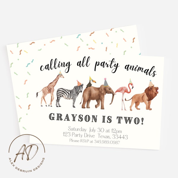 Party Animal Invite - Etsy