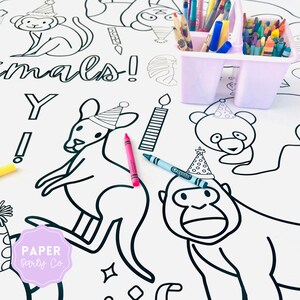 LARGE Party Animals Coloring Banner Poster | Coloring Table Runner ...