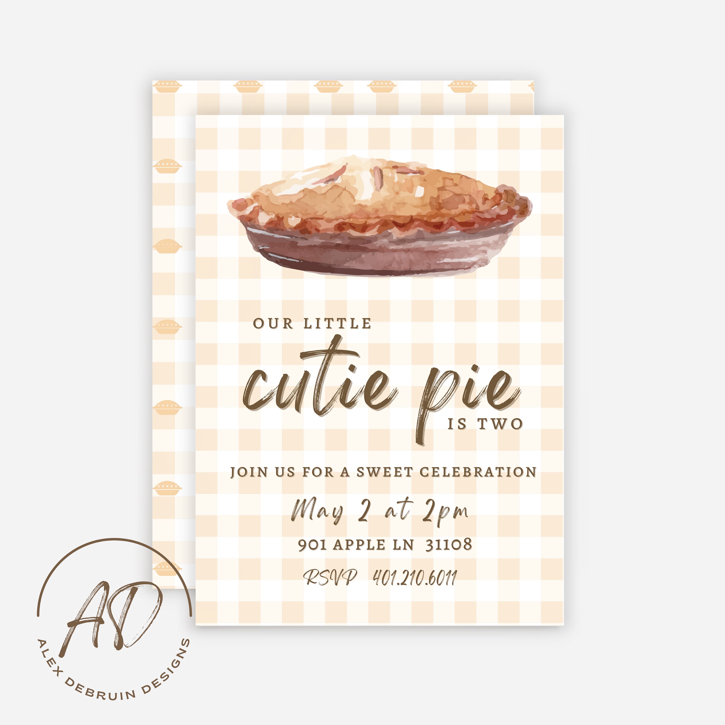Cutie Pie Birthday Invitation Instant Download Cutie Pie - Etsy