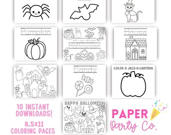 10 Printable Halloween Coloring Pages for Kids | Instant Download | Fun ...