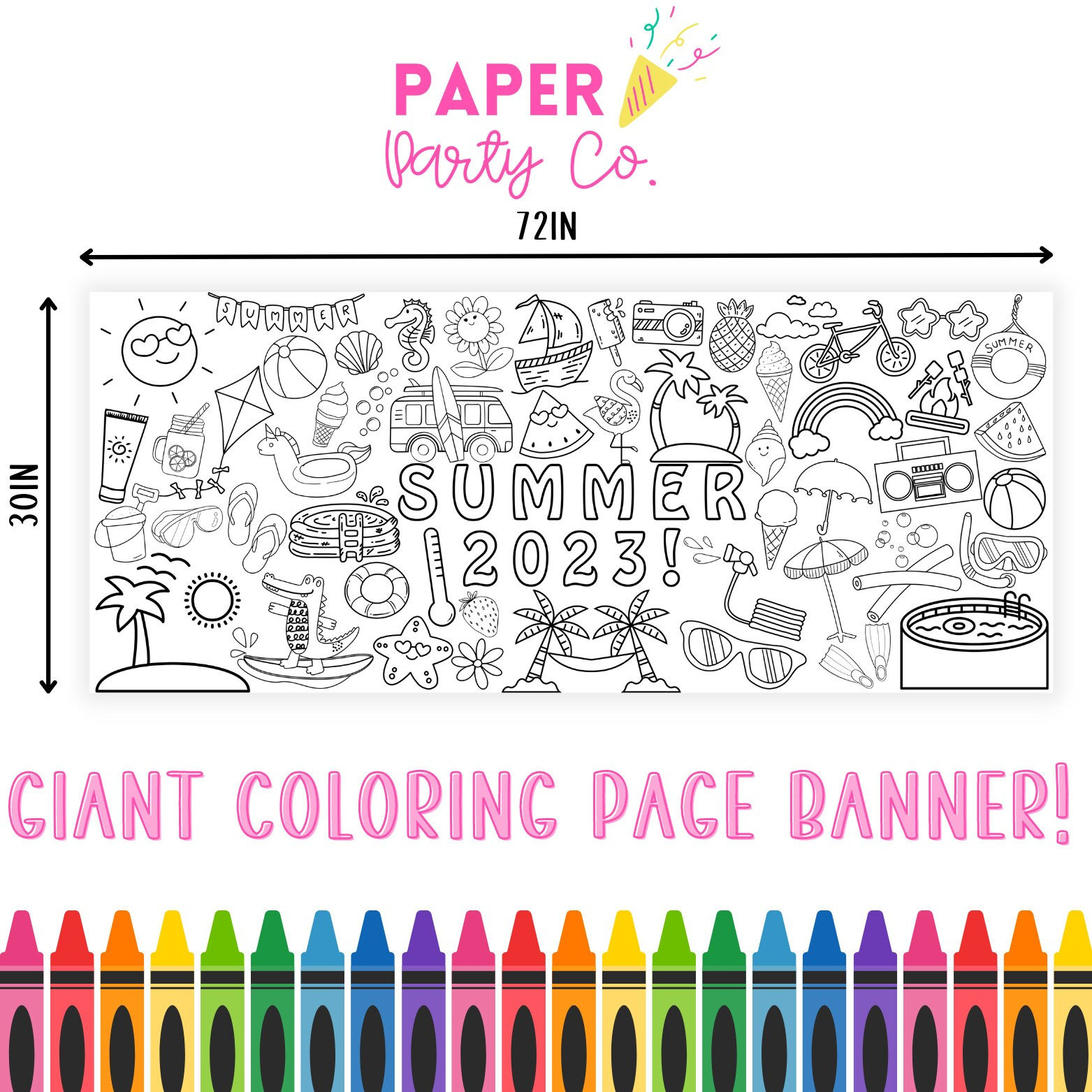 LARGE Summer Coloring Banner Coloring Poster Banner - Etsy