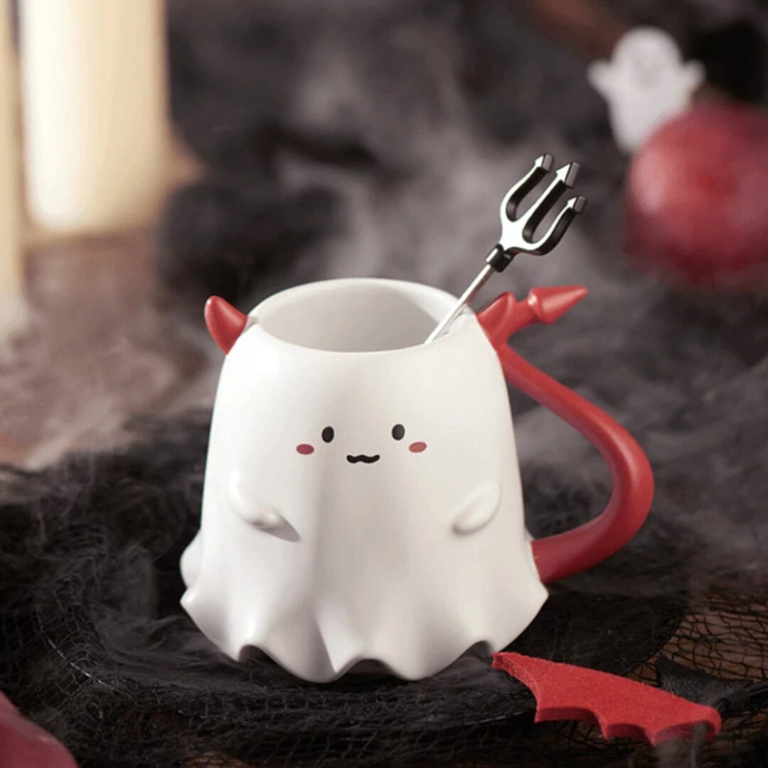 Cute Devil Mug Halloween Mug Ghost Mug Devil Horns Mug - Etsy