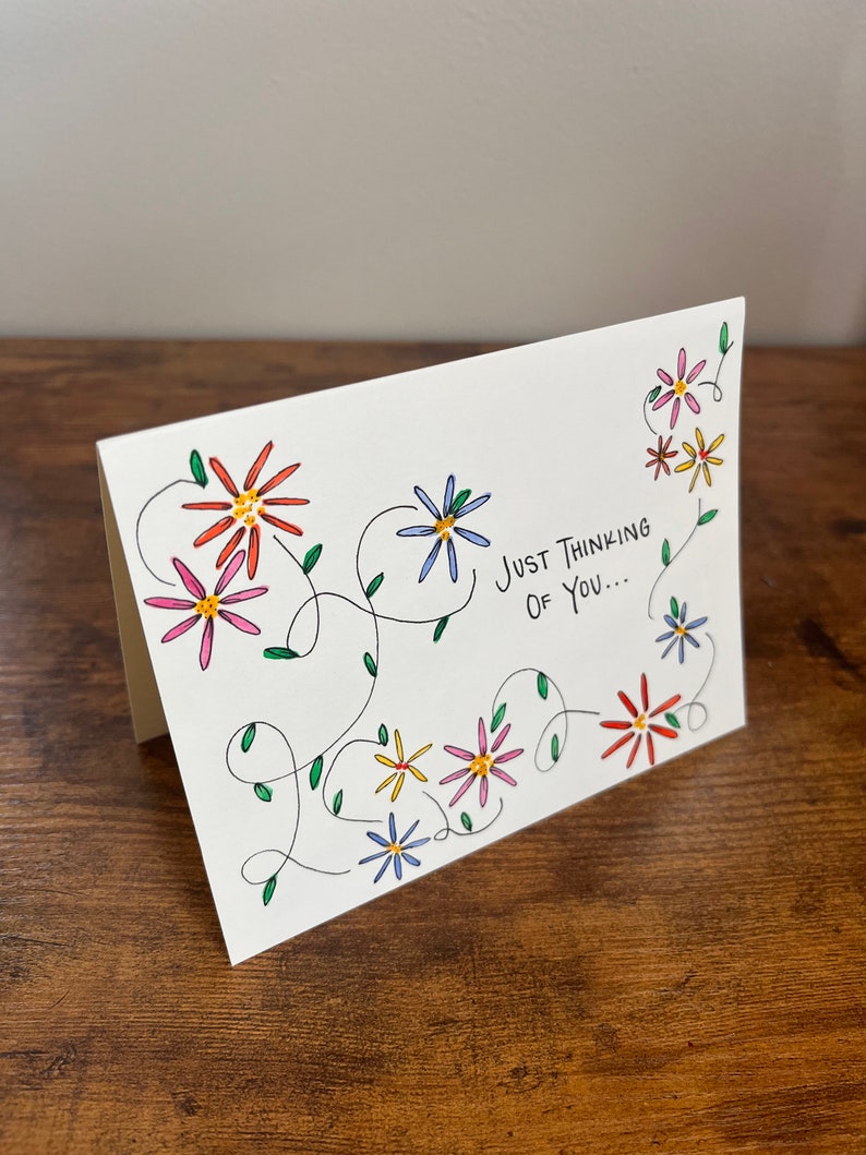 Handmade "thinking of You" Card; Watercolor; Flowers and Vines; A2 - Etsy