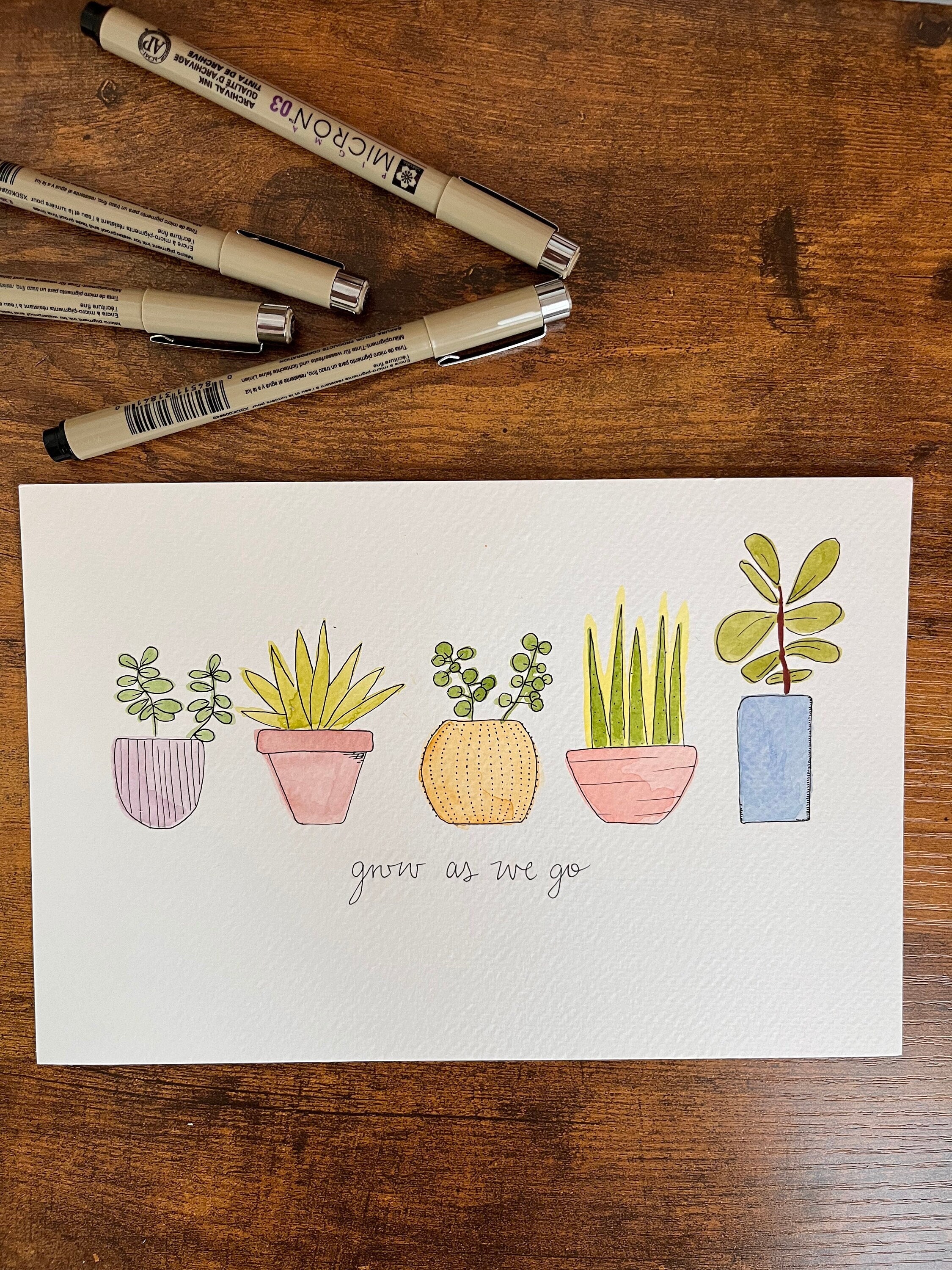 Grow as We Go- Plant Watercolor - Etsy
