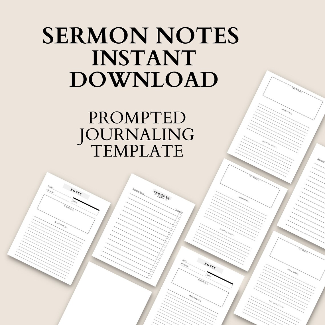 Sermon Notes Instant Download | Print at Home Insert | Sermon Journal ...