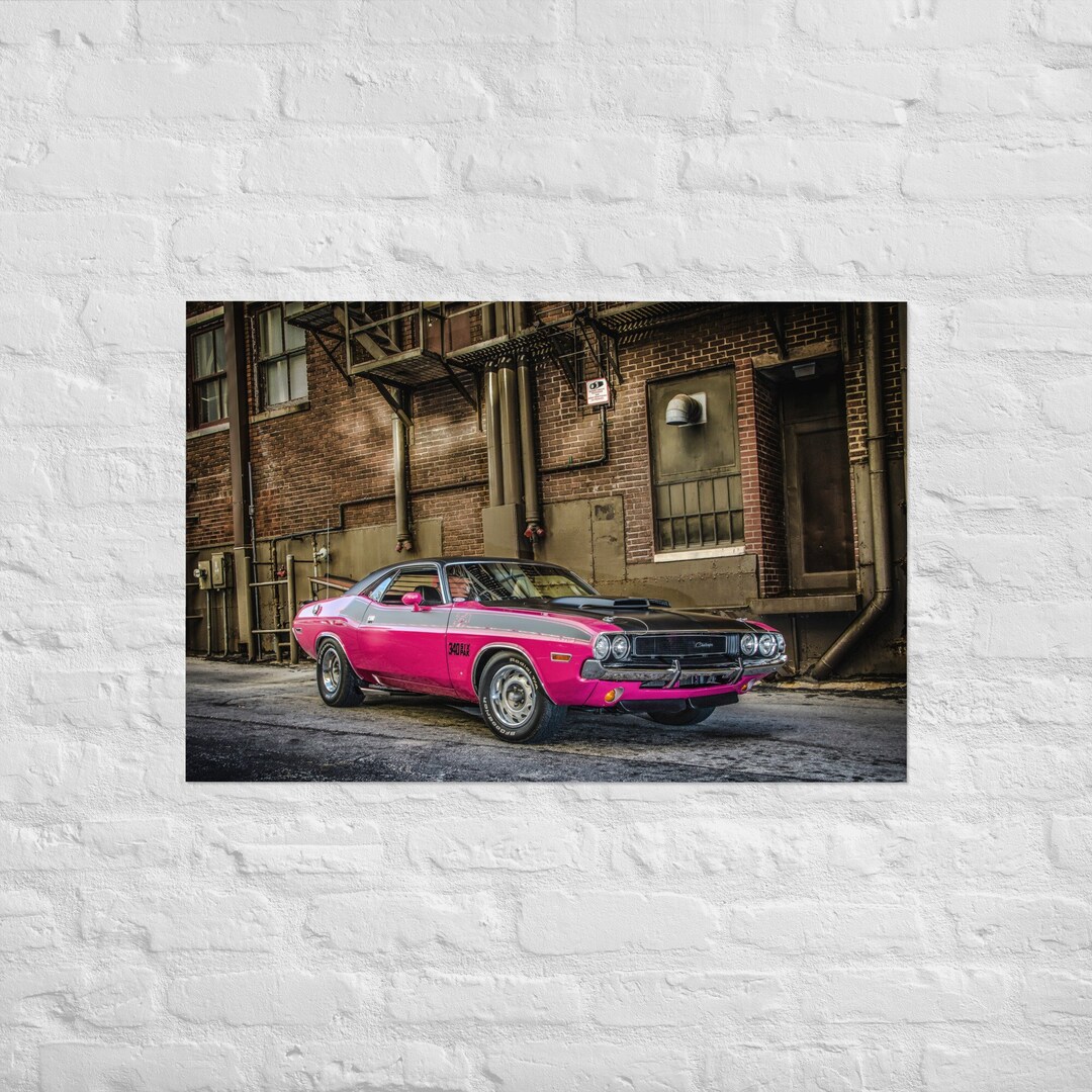 1970 Dodge Challenger T/A 340 Six Pack Panther Pink Muscle Car Wall Art ...