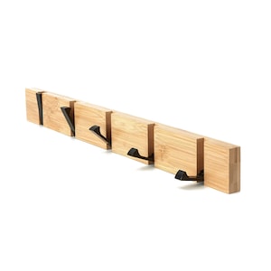 Foldable Wooden Bamboo Hooks, Modern Wall Mounted Floating Rack ...