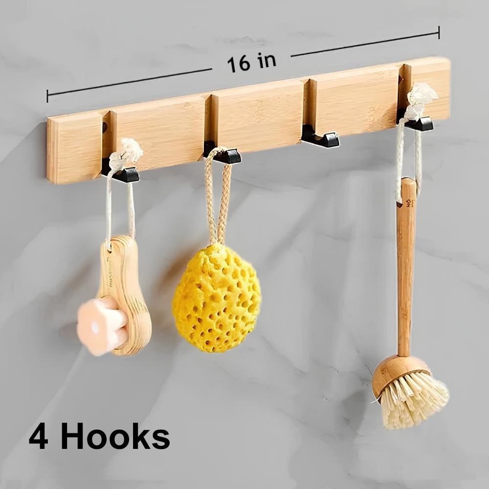 Foldable Wooden Bamboo Hooks, Modern Wall Mounted Floating Rack ...