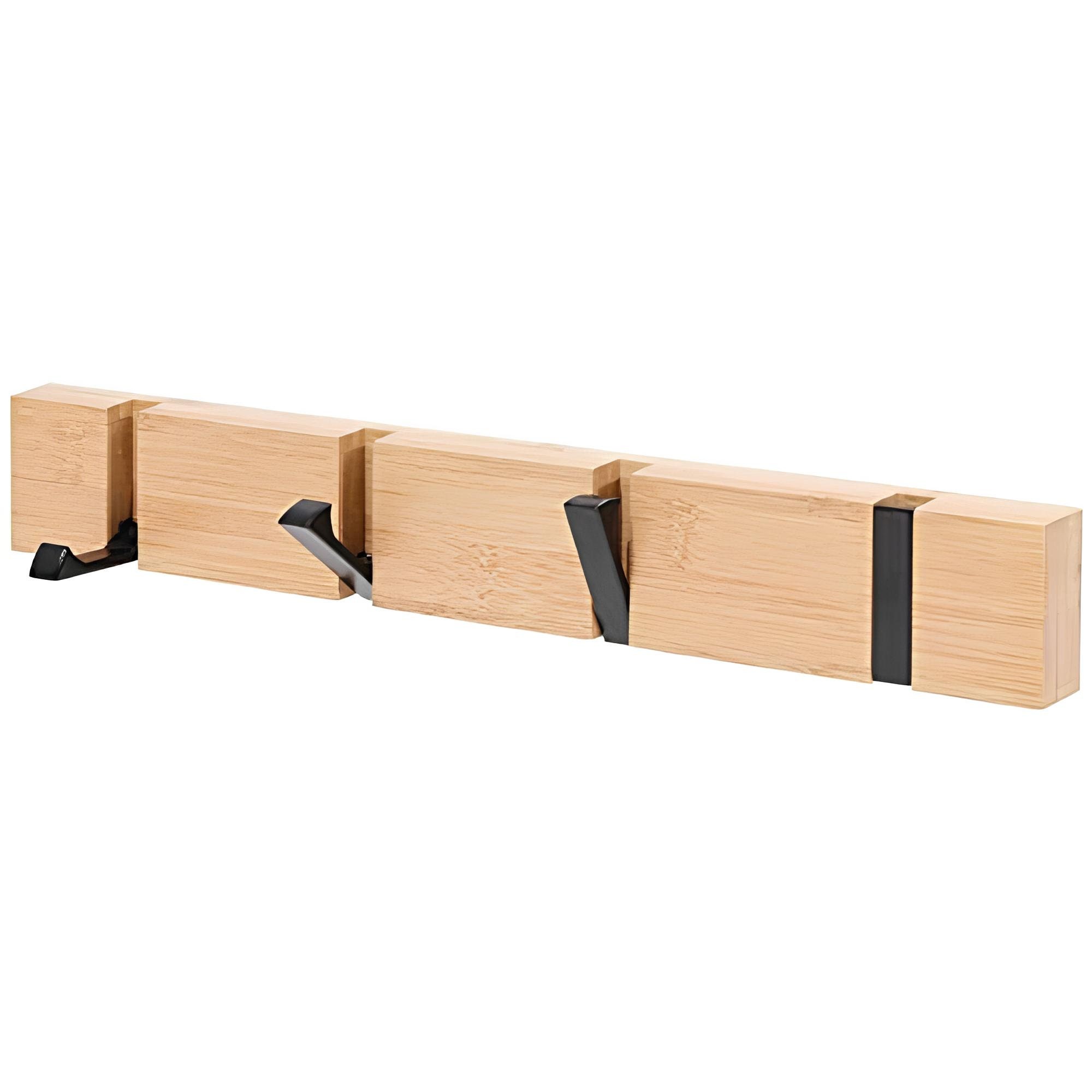 Foldable Wooden Bamboo Hooks, Modern Wall Mounted Floating Rack ...