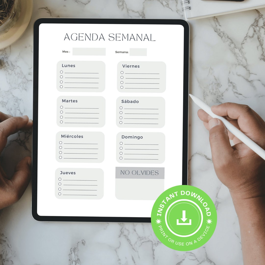 Planificador Semanal Imprimible en Español, Tema Plano, Good Notes iPad ...