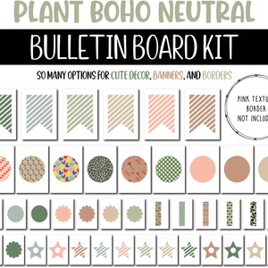 Plant Boho Neutral Bulletin Board Kit | Plant Bulletin Board | Plant ...