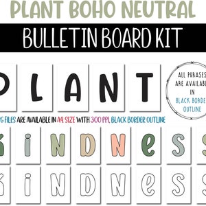 Plant Boho Neutral Bulletin Board Kit | Plant Bulletin Board | Plant ...
