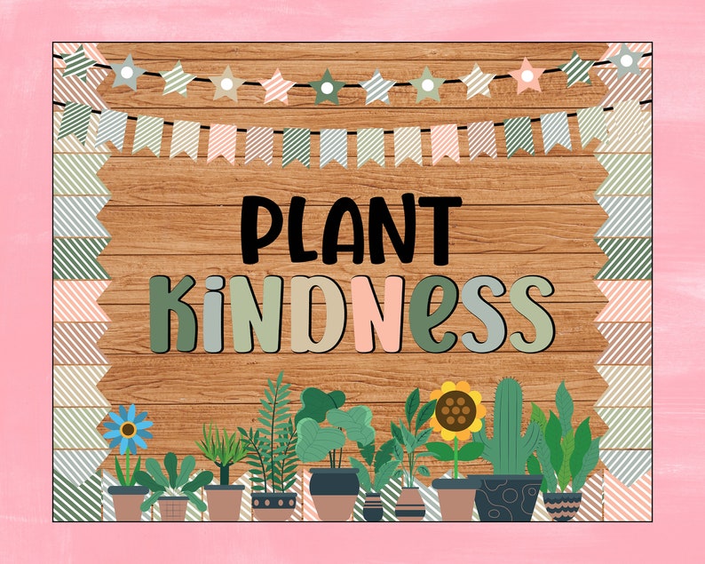 Plant Boho Neutral Bulletin Board Kit | Plant Bulletin Board | Plant ...