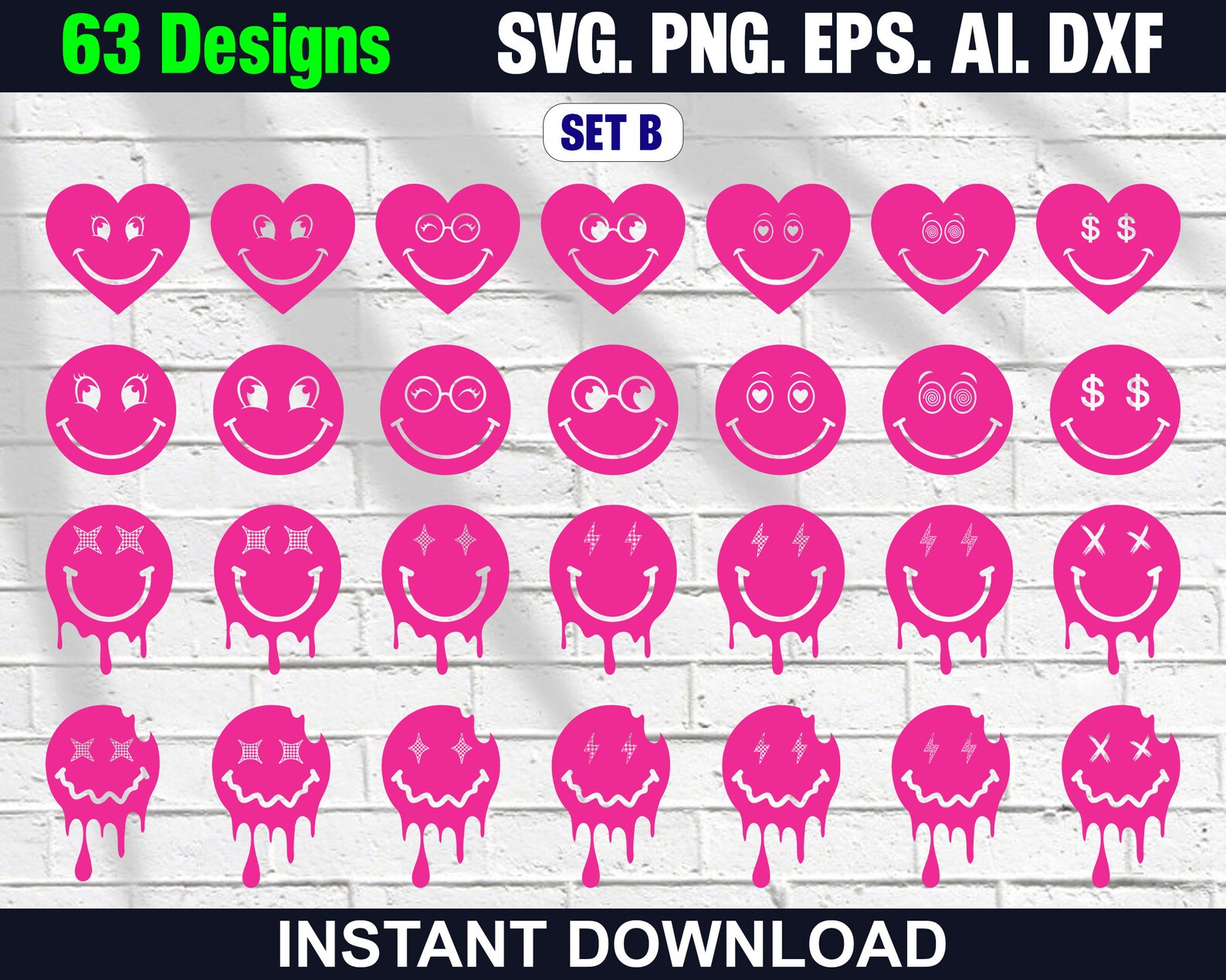 63 Smiley Face Svg Bundle, Smiley Svg, Drippy Smiley Svg, Melting ...