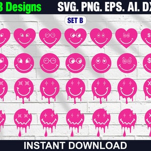 63 Smiley Face Svg Bundle, Smiley Svg, Drippy Smiley Svg, Melting ...