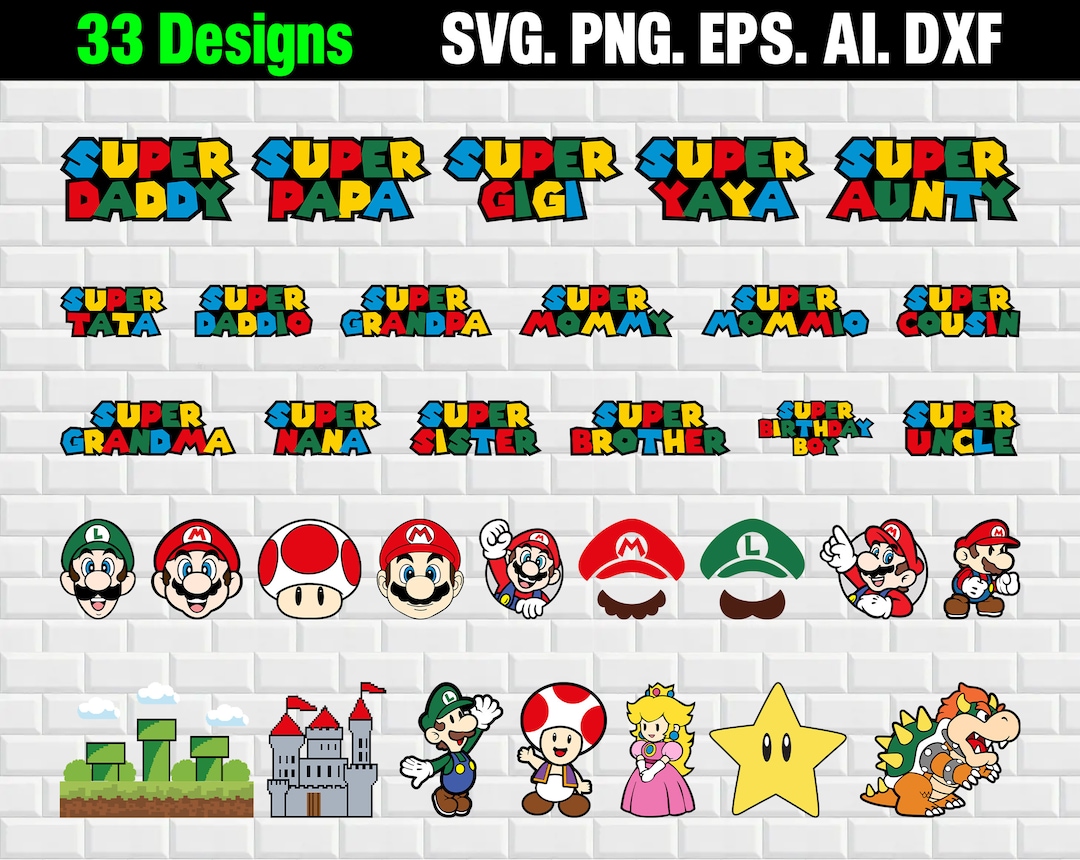 Super Mama Mario Svg Super Famaily Super Mario Png - Etsy Canada