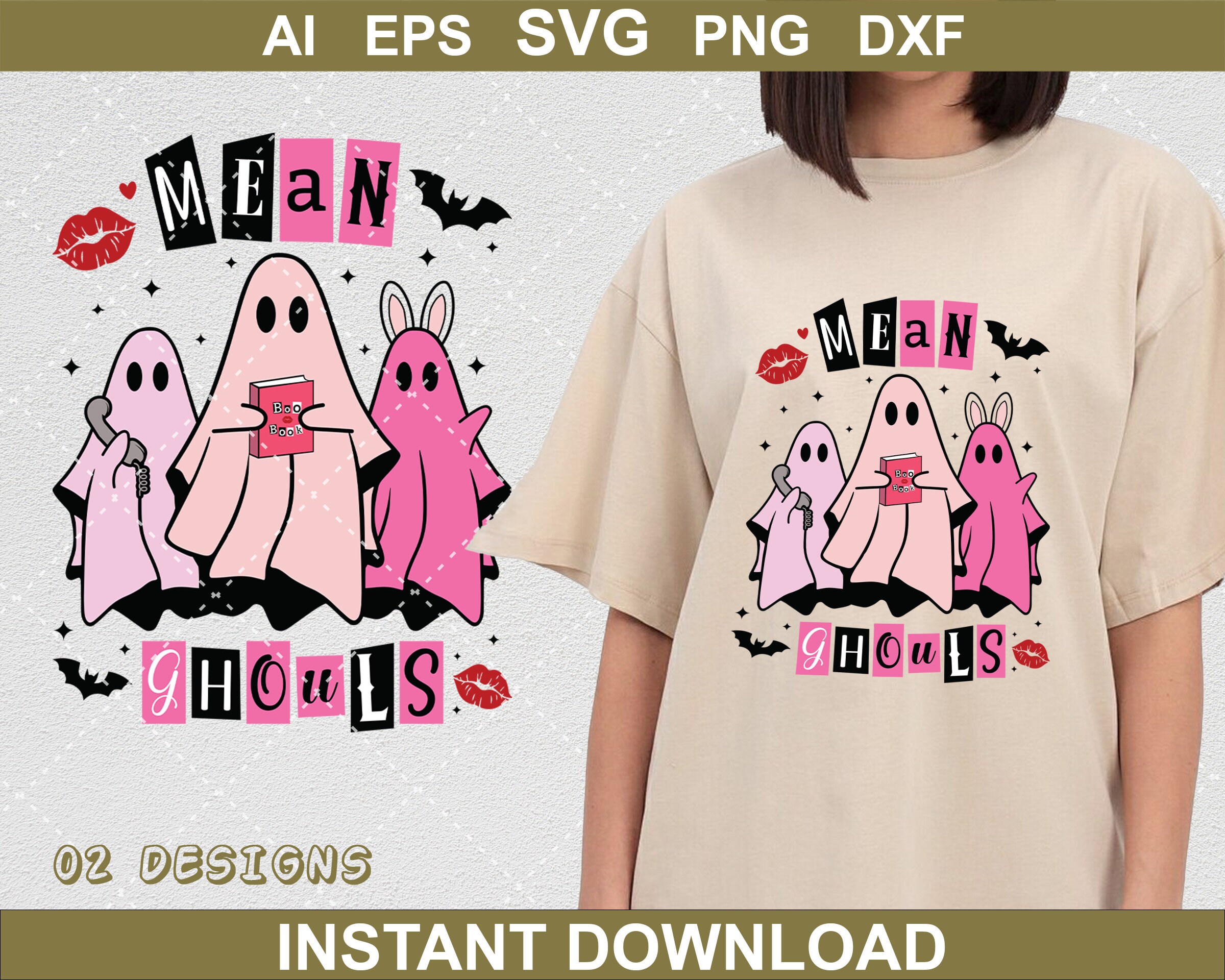 02 Mean Ghost Svg, Retro Halloween Svg, Ghouls Ghost Svg, Cute Ghost ...