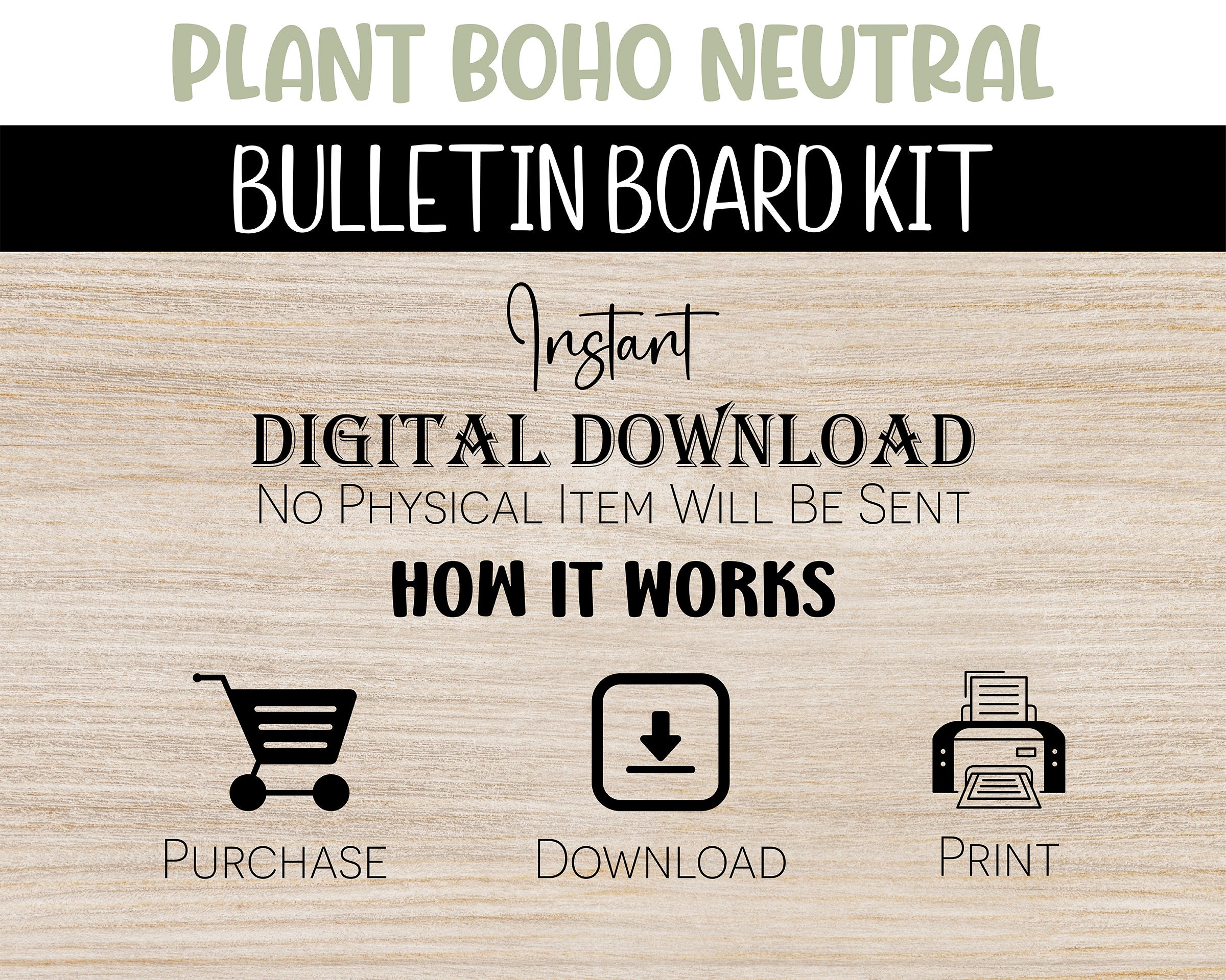 Plant Boho Neutral Bulletin Board Kit Plant Bulletin Board Plant ...
