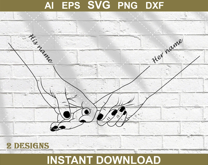 Holding Hands Svg, Pinky Hold Svg, Couple Hands Heart Svg, Wedding, Valentine's Day. Vector Cut ...