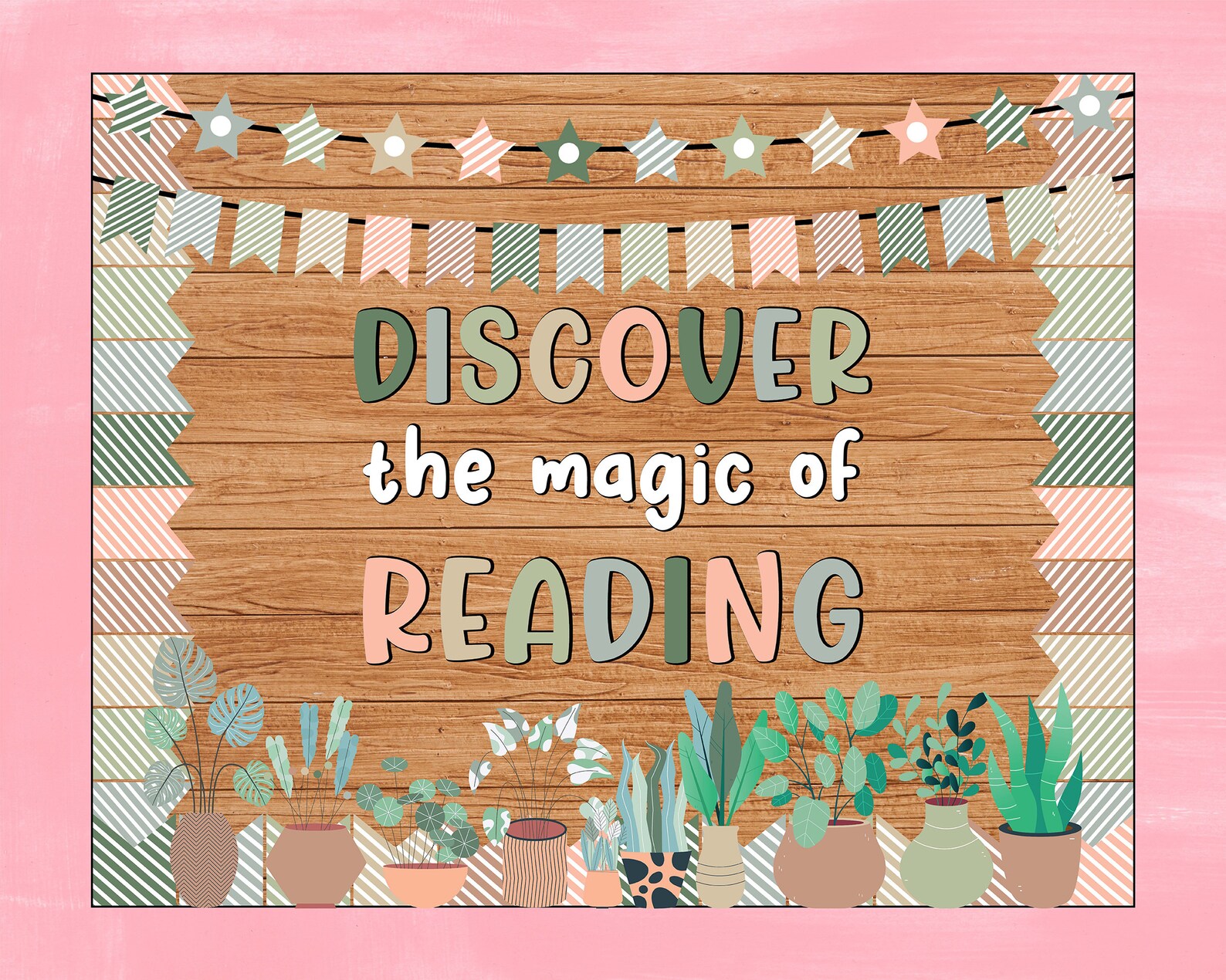 Plant Boho Neutral Bulletin Board Kit Plant Bulletin Board Plant ...