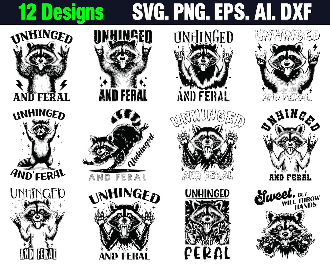 Unhinged and Feral Bundle Svg Png, Rock’n Feral Possum PNG, Rock and ...
