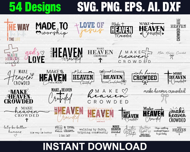 Make Heaven Crowded Bundle Png Svg, Religious Christian Svg ...