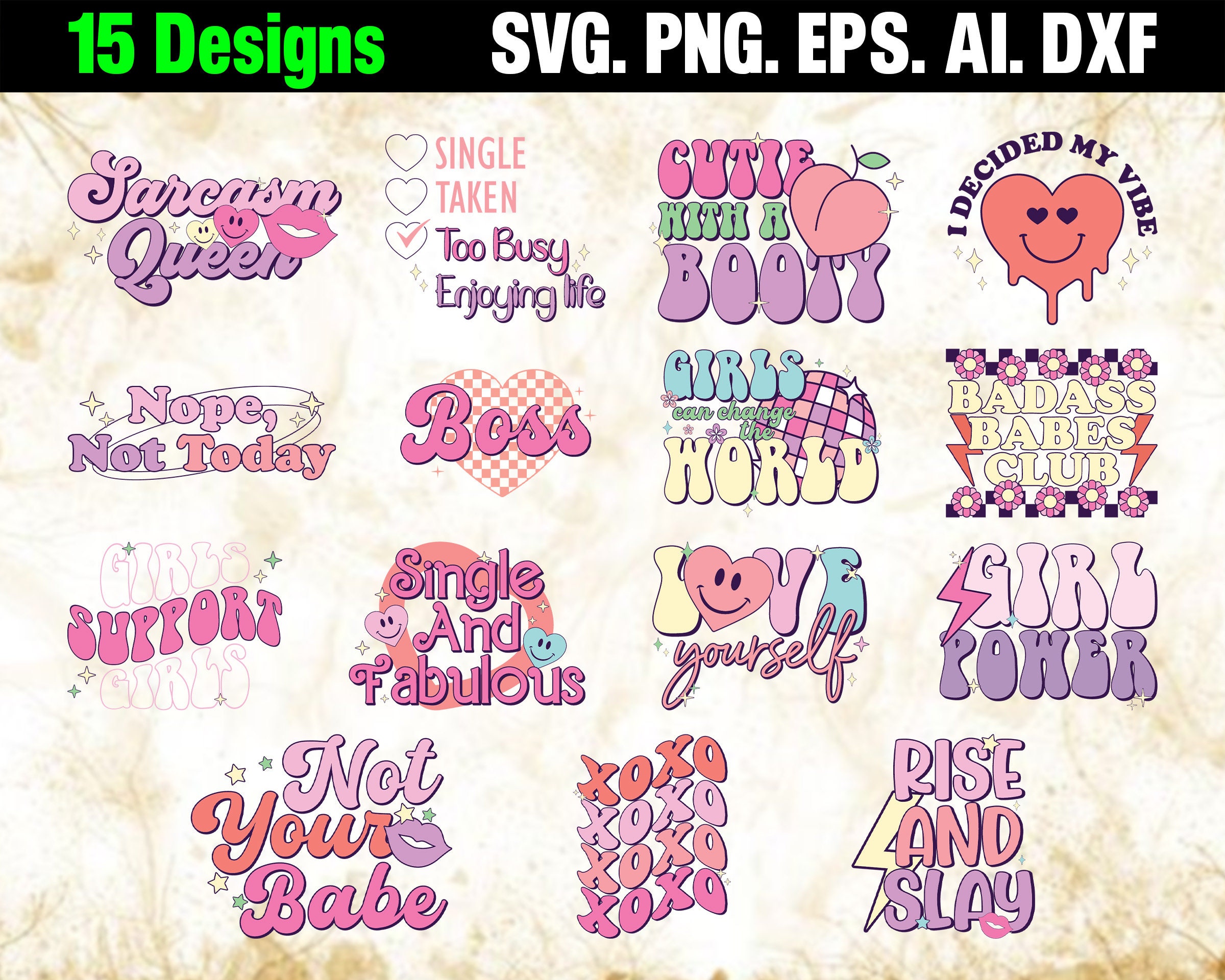 Retro Girl SVG Bundle, Love Yourself SVG, Girl Power Svg, Girl Boss Svg ...