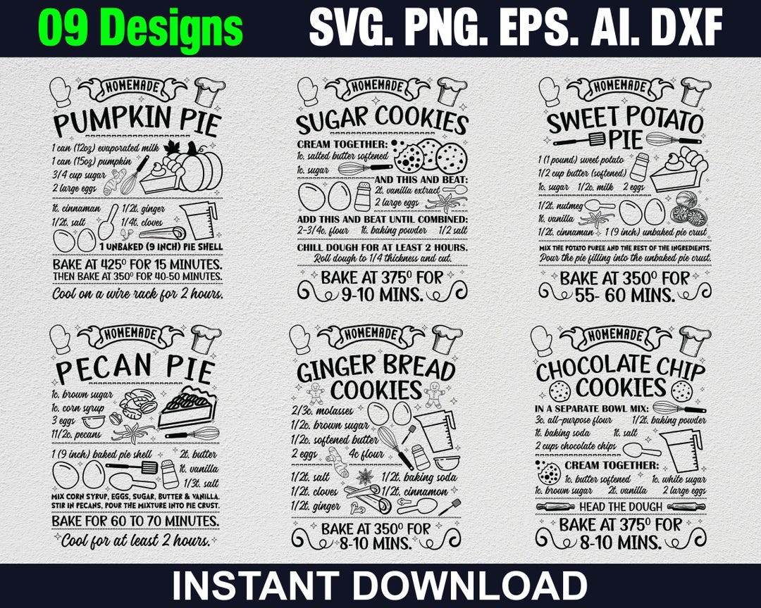 09 Homemade Recipe Bundle Svg, Kitchen Svg Bundle, Farmhouse Kitchen ...