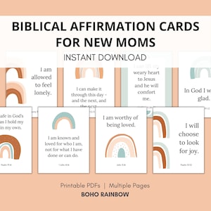 Biblical Affirmation Cards for New Moms: Boho Rainbow (digital Download ...