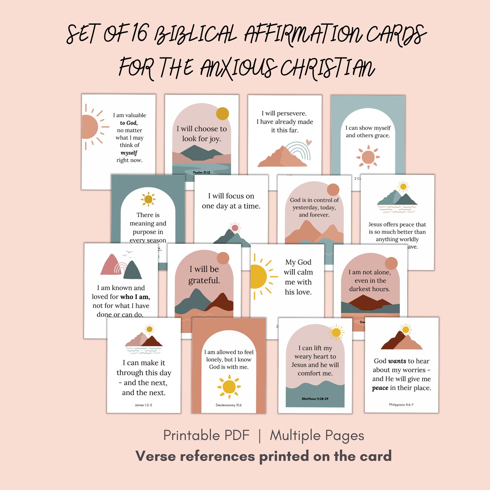 16 Scripture Cards for Anxiety: Biblical Affirmations (printable) - Etsy