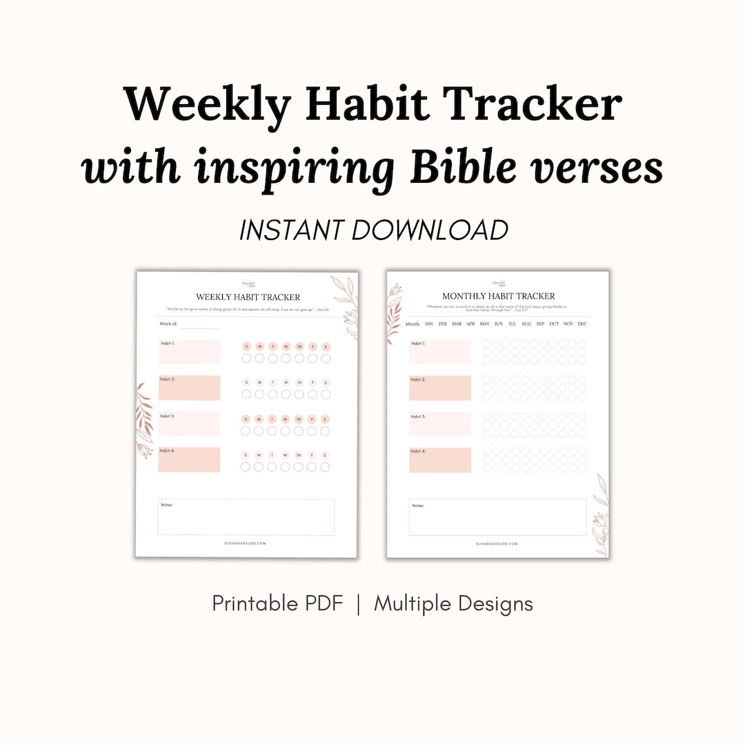 Christian Habit Tracker: Weekly & Monthly Planner (digital Download) - Etsy
