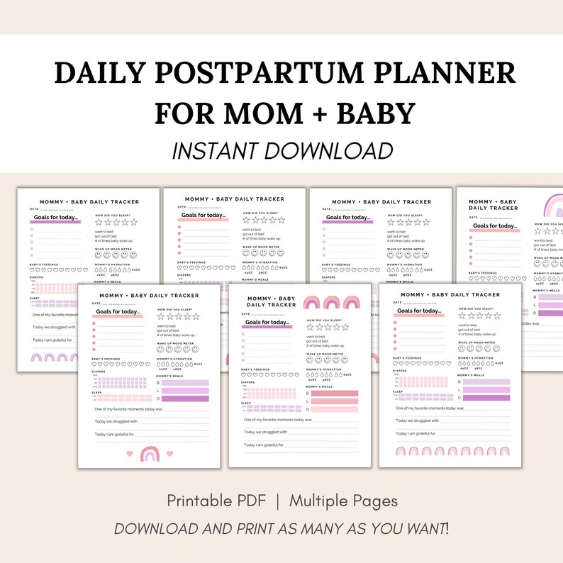 Daily Postpartum Planner, Postpartum Habit Tracker, Baby Feeding ...