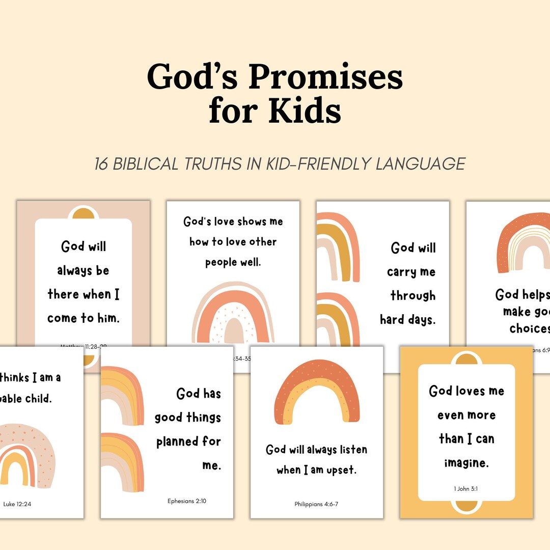 God's Promises for Kids - Set of 16 (biblical Affirmation Cards for ...