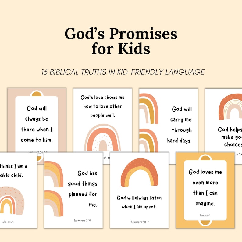 God's Promises for Kids - Set of 16 (biblical Affirmation Cards for ...