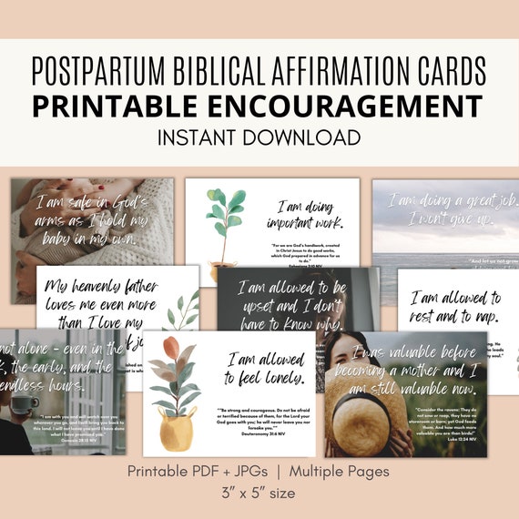 Postpartum Biblical Affirmation Cards Printable Affirmation - Etsy