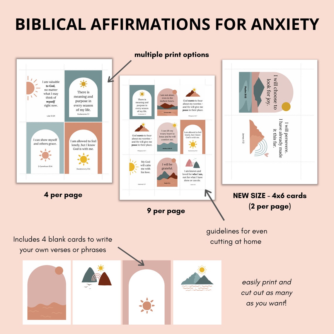 16 Scripture Cards for Anxiety: Biblical Affirmations (printable) - Etsy