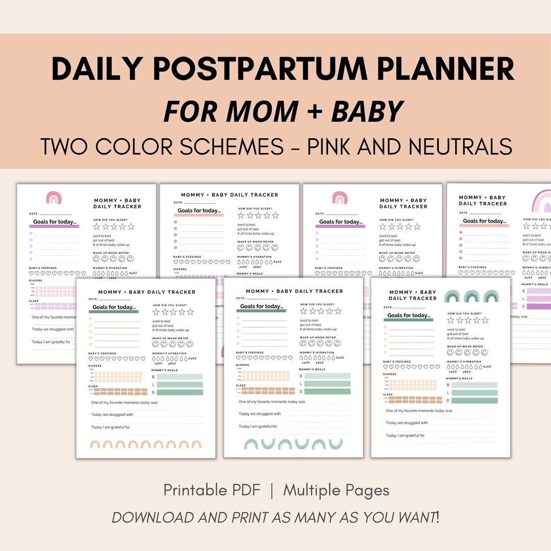 Daily Postpartum Planner, Postpartum Habit Tracker, Baby Feeding ...