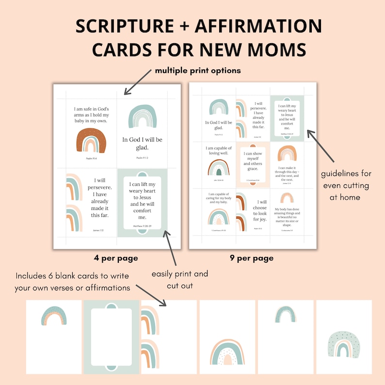 21 Biblical Affirmations for Moms, Postpartum Scripture Cards ...