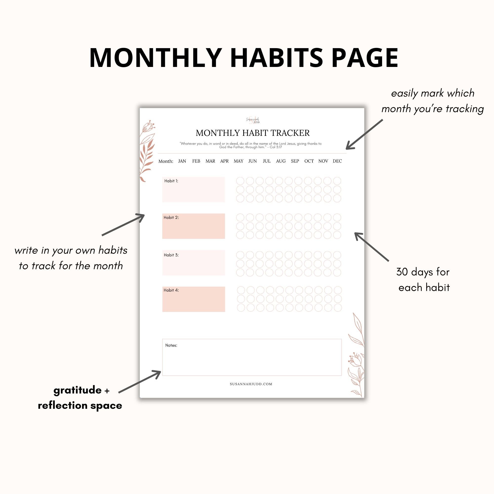 Christian Habit Tracker: Weekly & Monthly Planner (digital Download) - Etsy