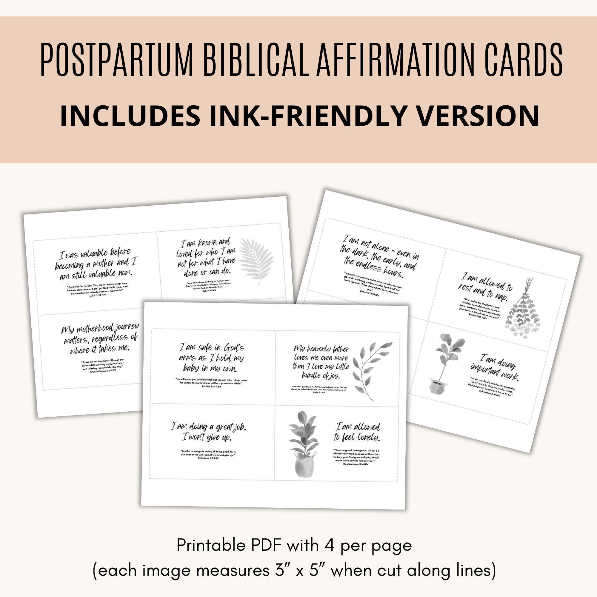 Postpartum Biblical Affirmation Cards, Printable Affirmation Cards for ...