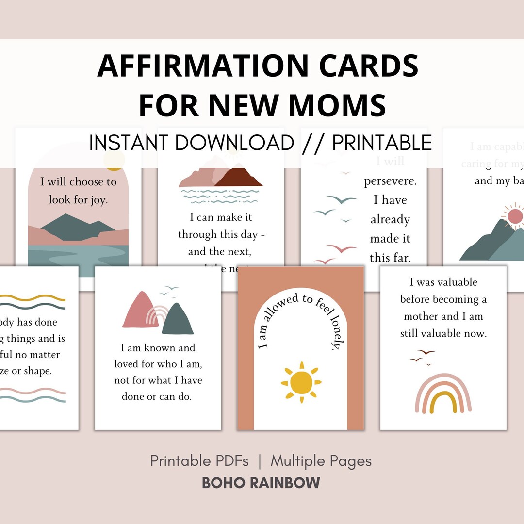 21 Affirmation Cards for New Moms, Postpartum Affirmation Cards, Gift ...