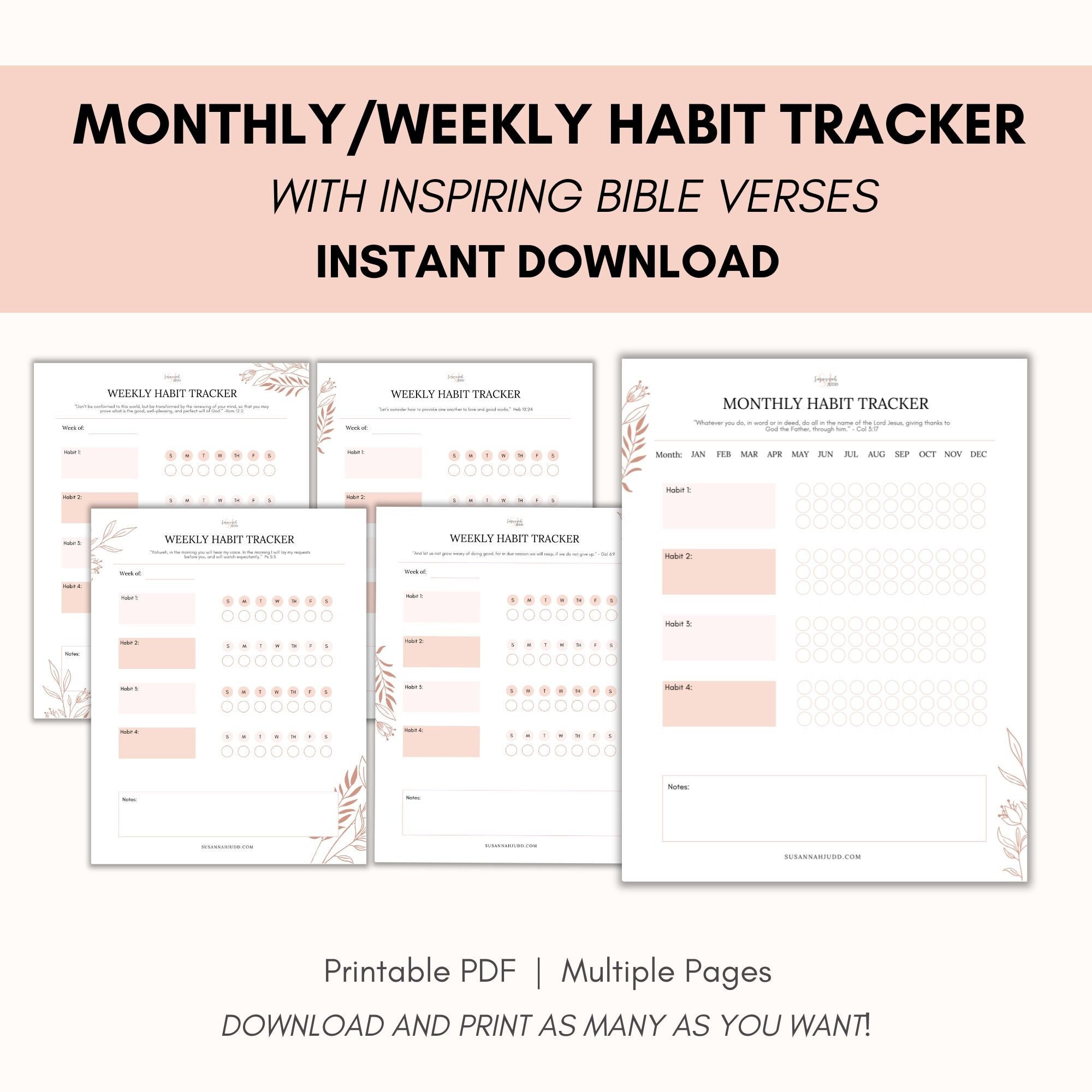 Christian Habit Tracker: Weekly & Monthly Planner (digital Download) - Etsy